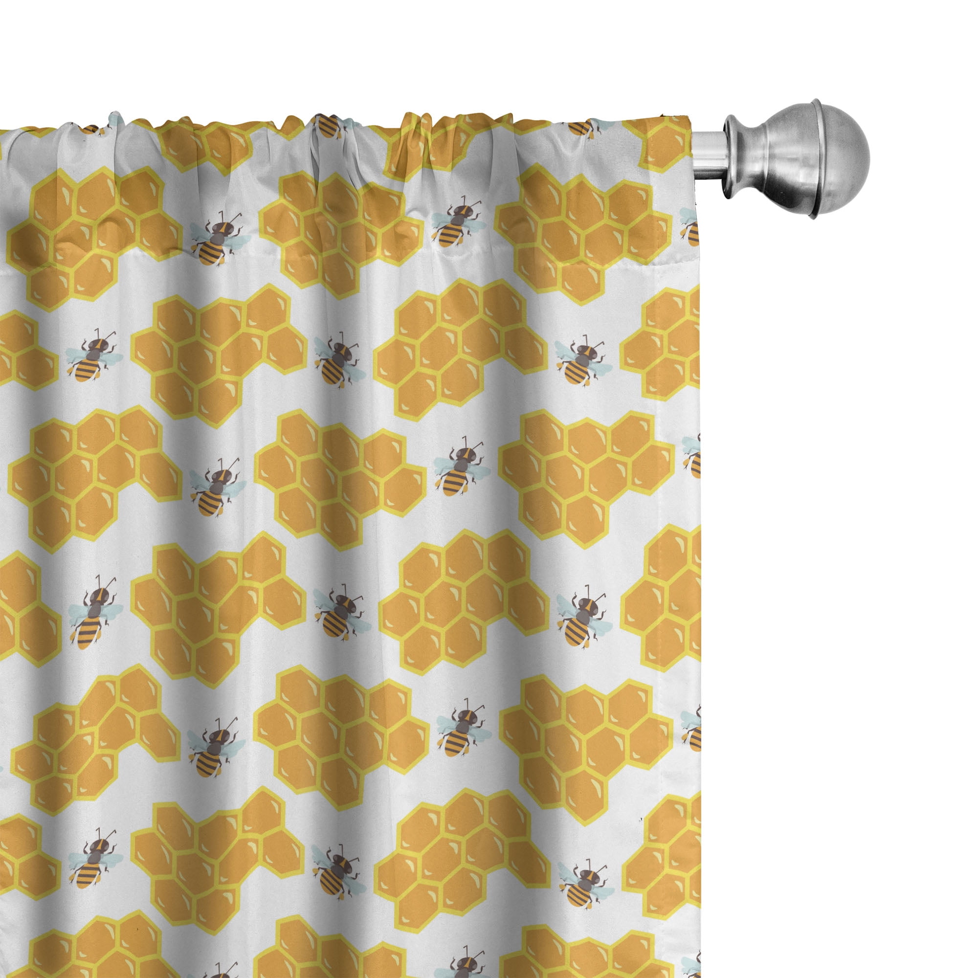 Ambesonne Cartoon Window Curtains, Bumble Bee Honey Comb Style, Each 28 ...