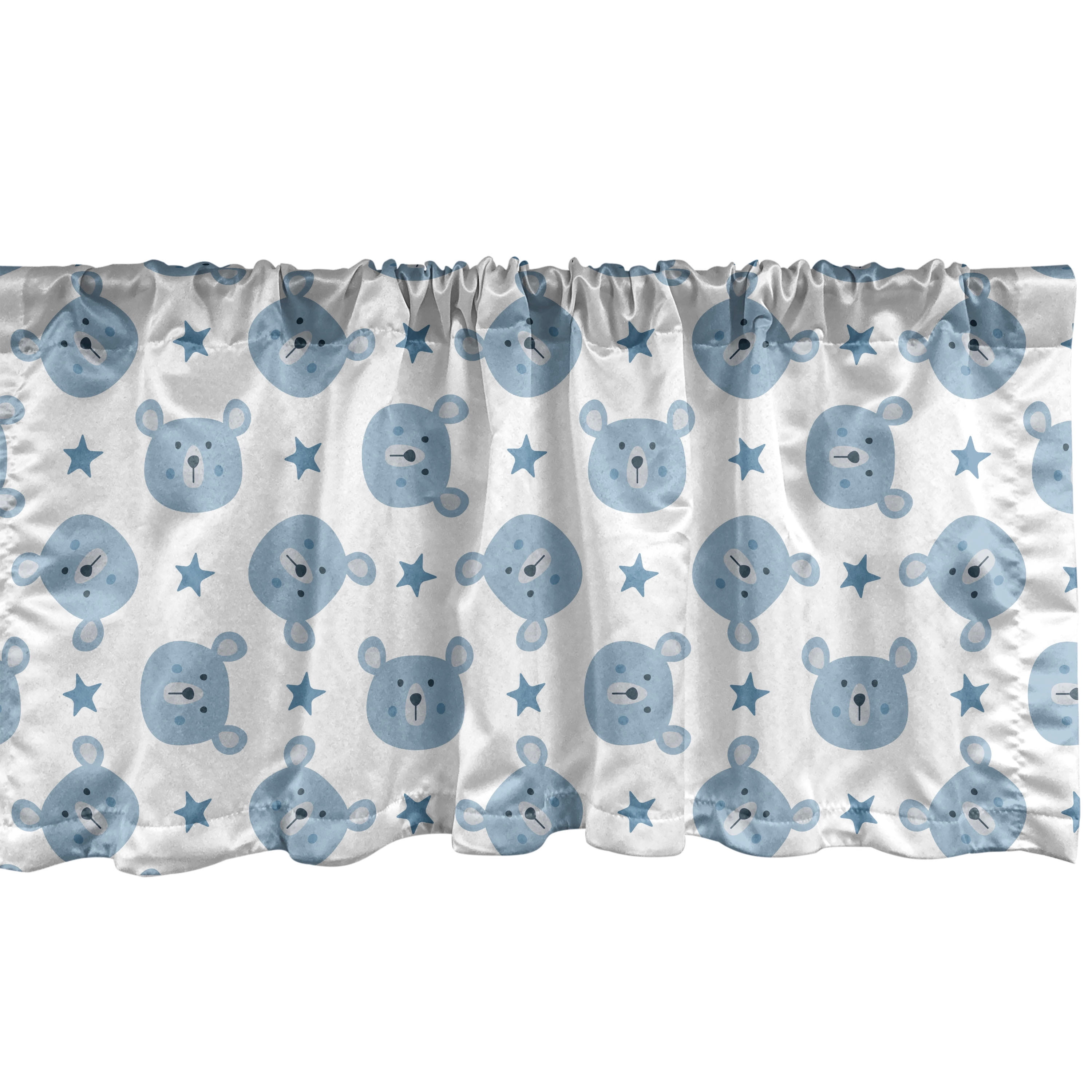 Ambesonne Cartoon Valance Pack of 2, Bear Heads and Star Shapes, 54"X12 ...