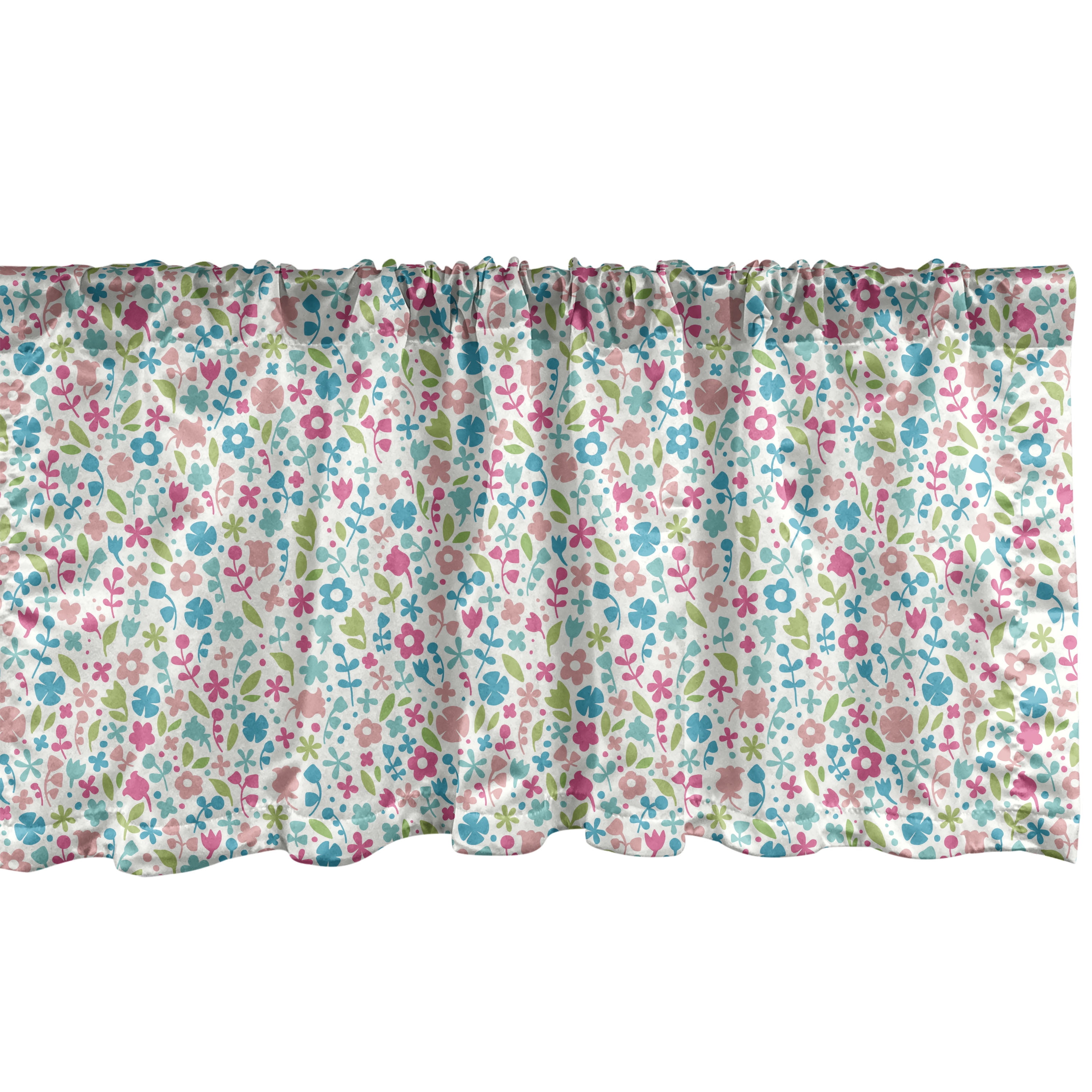 Cartoon Window Valance Pack Of 2 Colorful Doodle Floral Pattern Polka