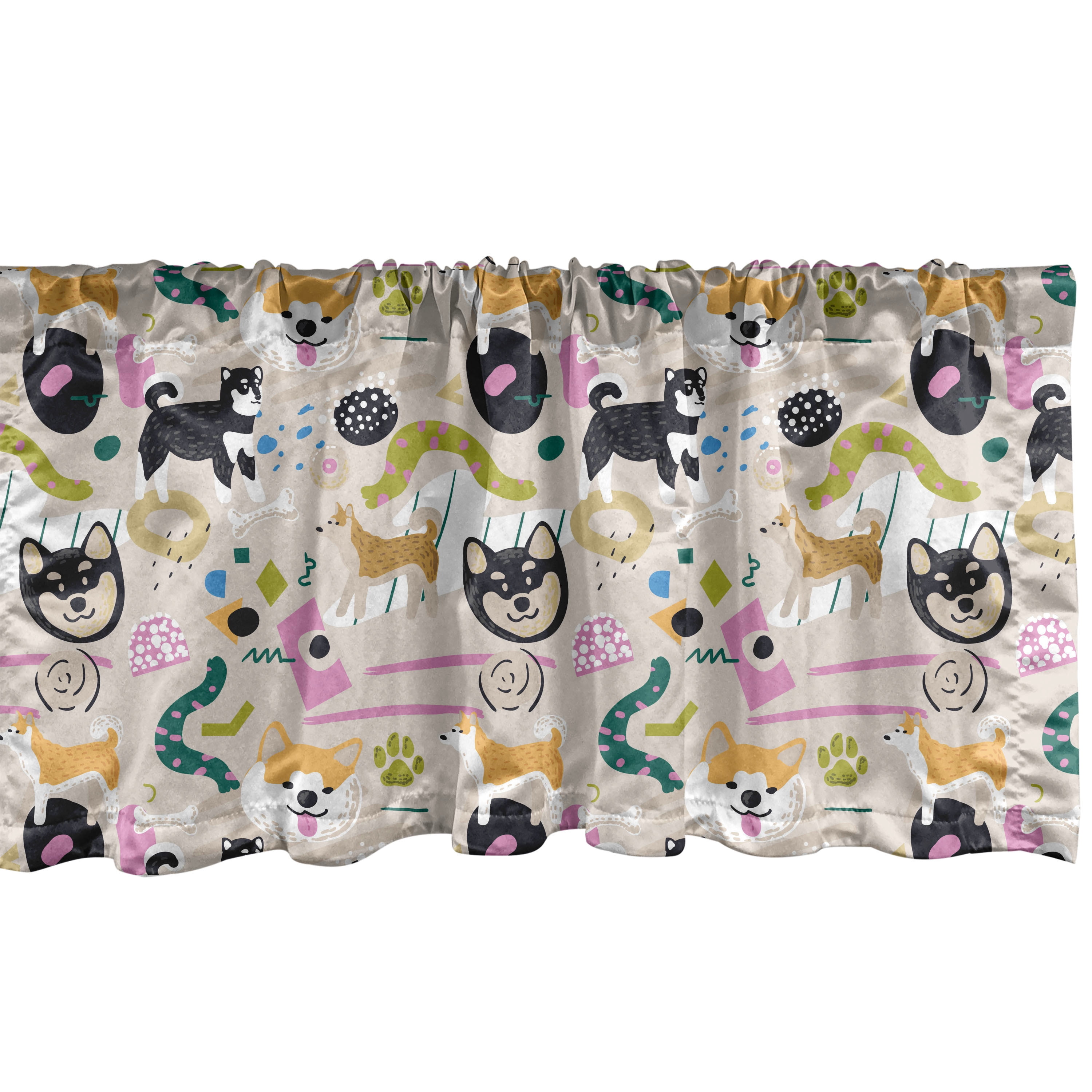 Cartoon Window Valance Pack of 2, Funny Animal Dogs and Puppies ...