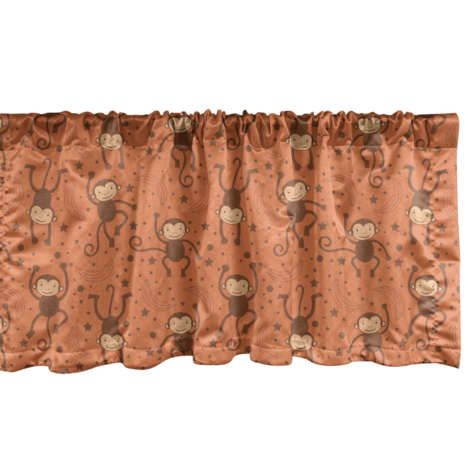Ambesonne Cartoon Valance Pack of 2, Dancing Monkeys Fun, 54"X12 ...