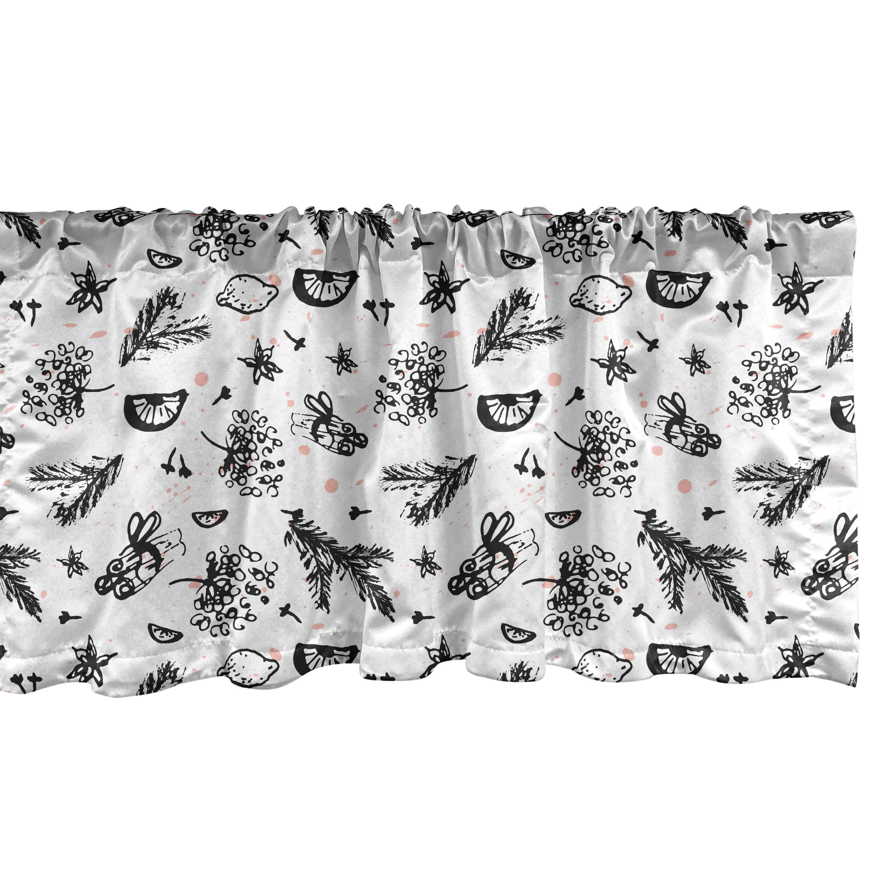 Ambesonne Cartoon Valance Pack of 2, Floral Shapes and Citrus, 54"X12 ...