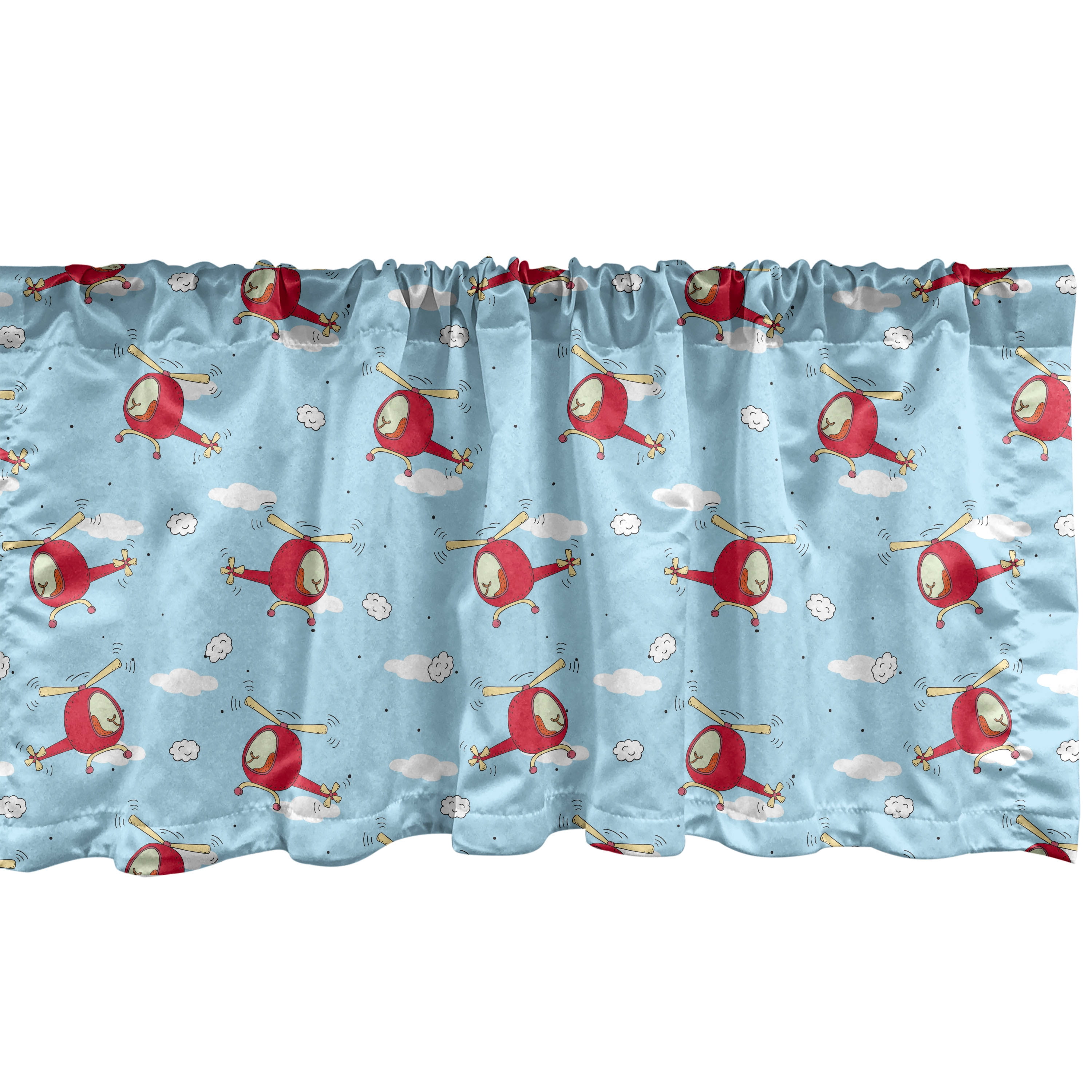 Cartoon Window Valance Pack of 2, Helicopters Pattern Hand Drawn ...
