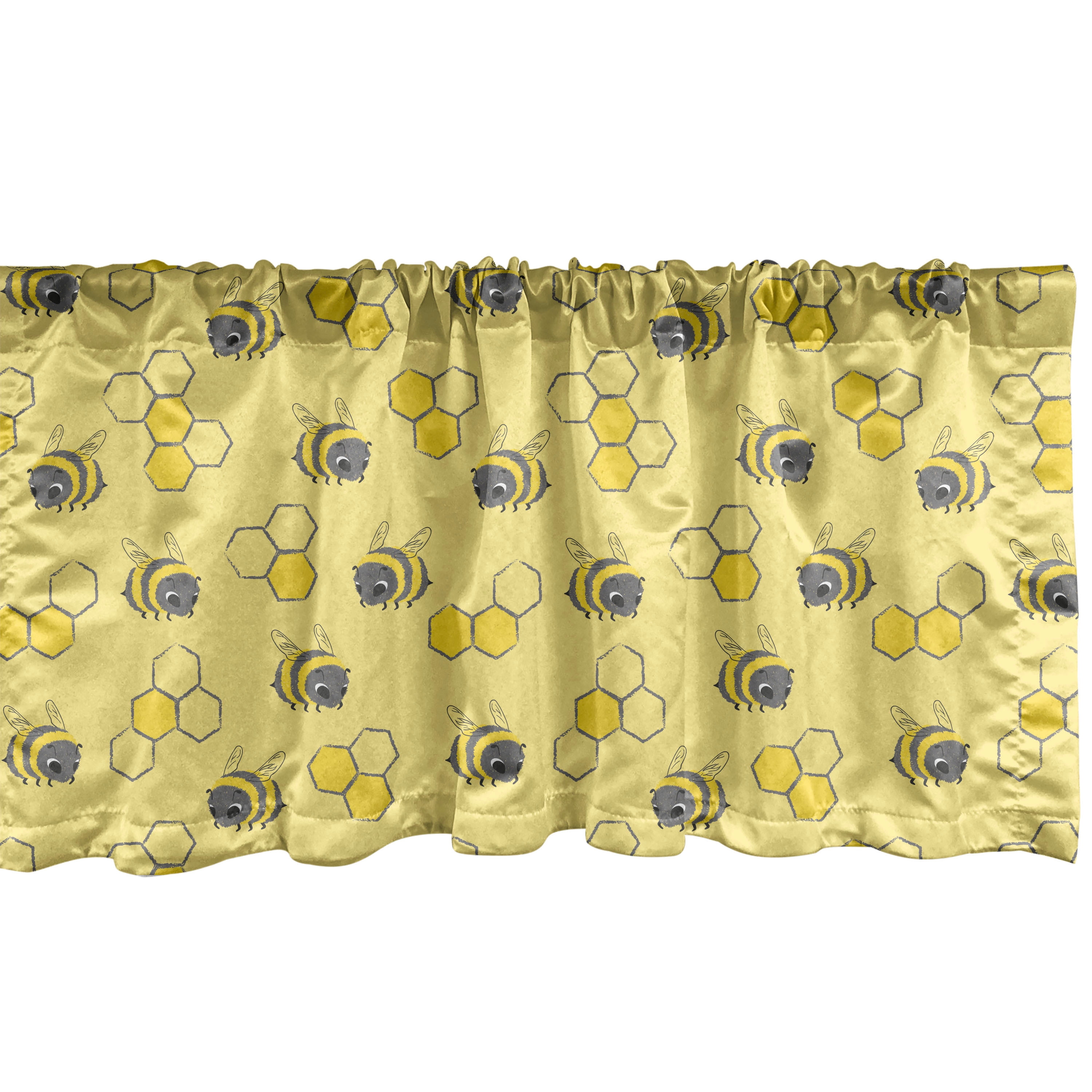 Ambesonne Cartoon Valance Pack of 2, Bee and Honeycomb Motifs, 42"X18 ...