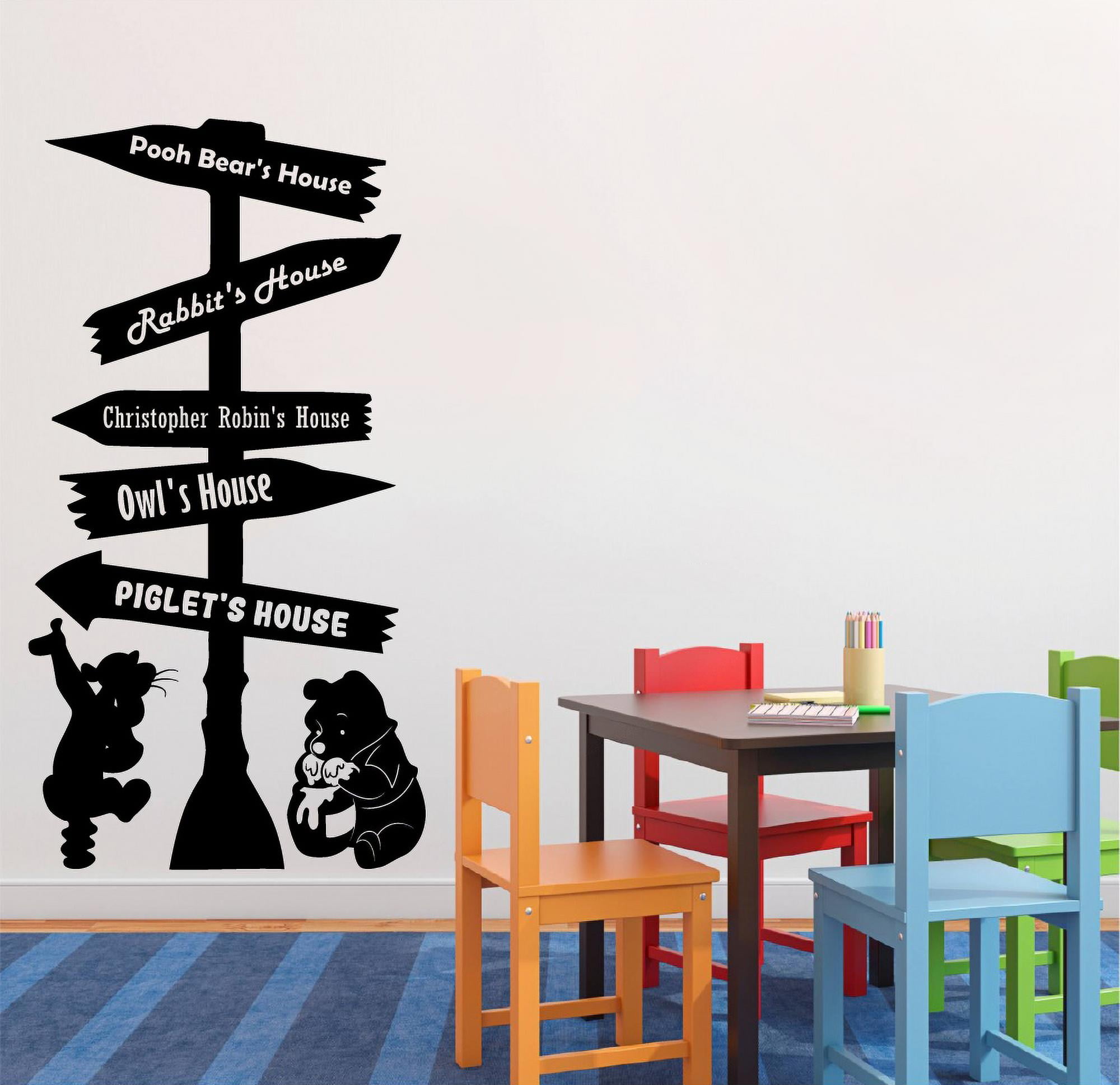 Cartoon Winnie The Pooh Pathway Signage Fantasy World Wall Sticker Art ...