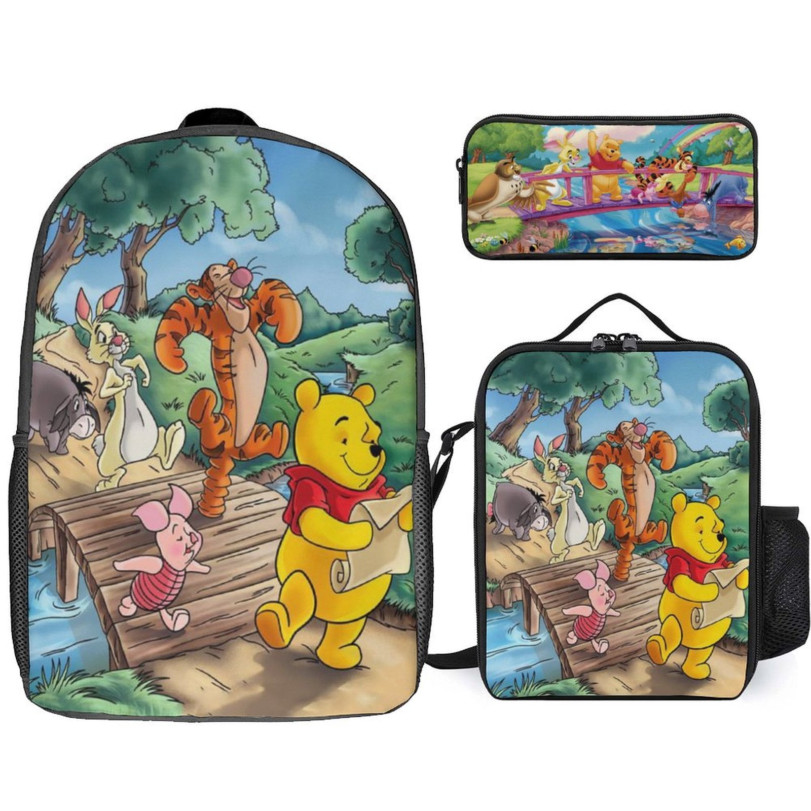 Cartoon Winnie The Pooh 3 Piece Set, 17 Inch Backpack, Lunch Bag, And ...