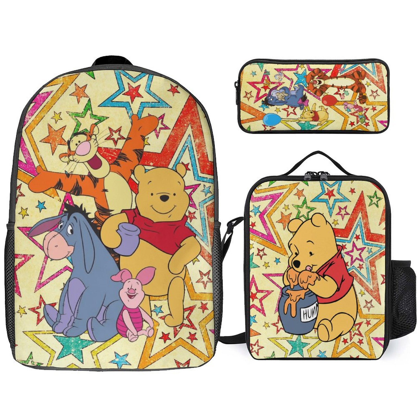 Cartoon Winnie The Pooh 3 Piece Set, 18 Inch Backpack, Lunch Bag, And ...