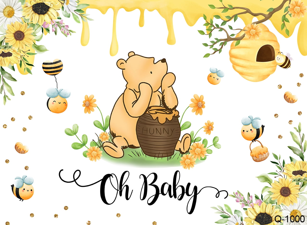 Cartoon Winnie The Pooh Photography Backdrops Boys Baby Shower 1st ...