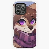 Cartoon Winter Coyote with Purple Eyes Art iPhone Case 17 11 12 13 14 ...