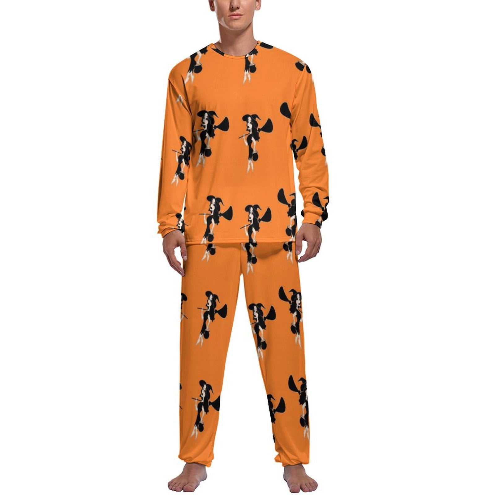 Cartoon Witch Pajamas Long Sleeve Boo Halloween Print 2 Pieces Casual ...