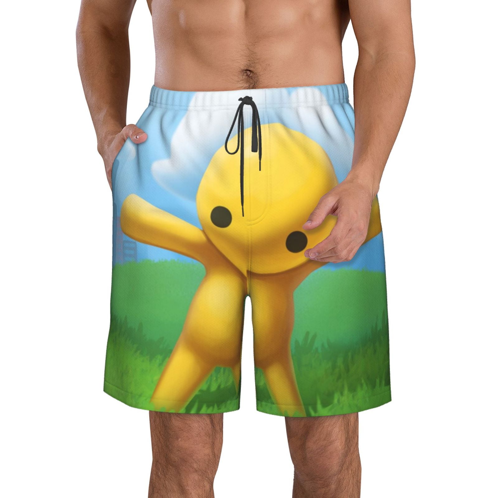 Cartoon Wobbly Life Men's Beach Shorts Swim Trunks Casual Quick Dry Board Shorts Swimwear with ...