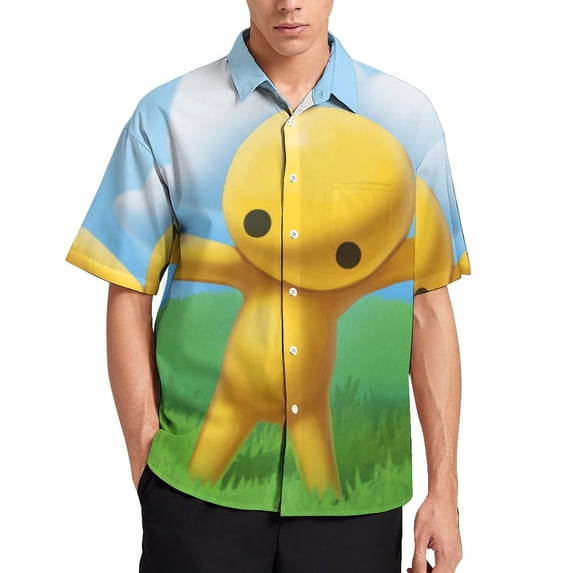 Cartoon Wobbly Life Men's Button-Down Shirts Daily Casual Beach ...
