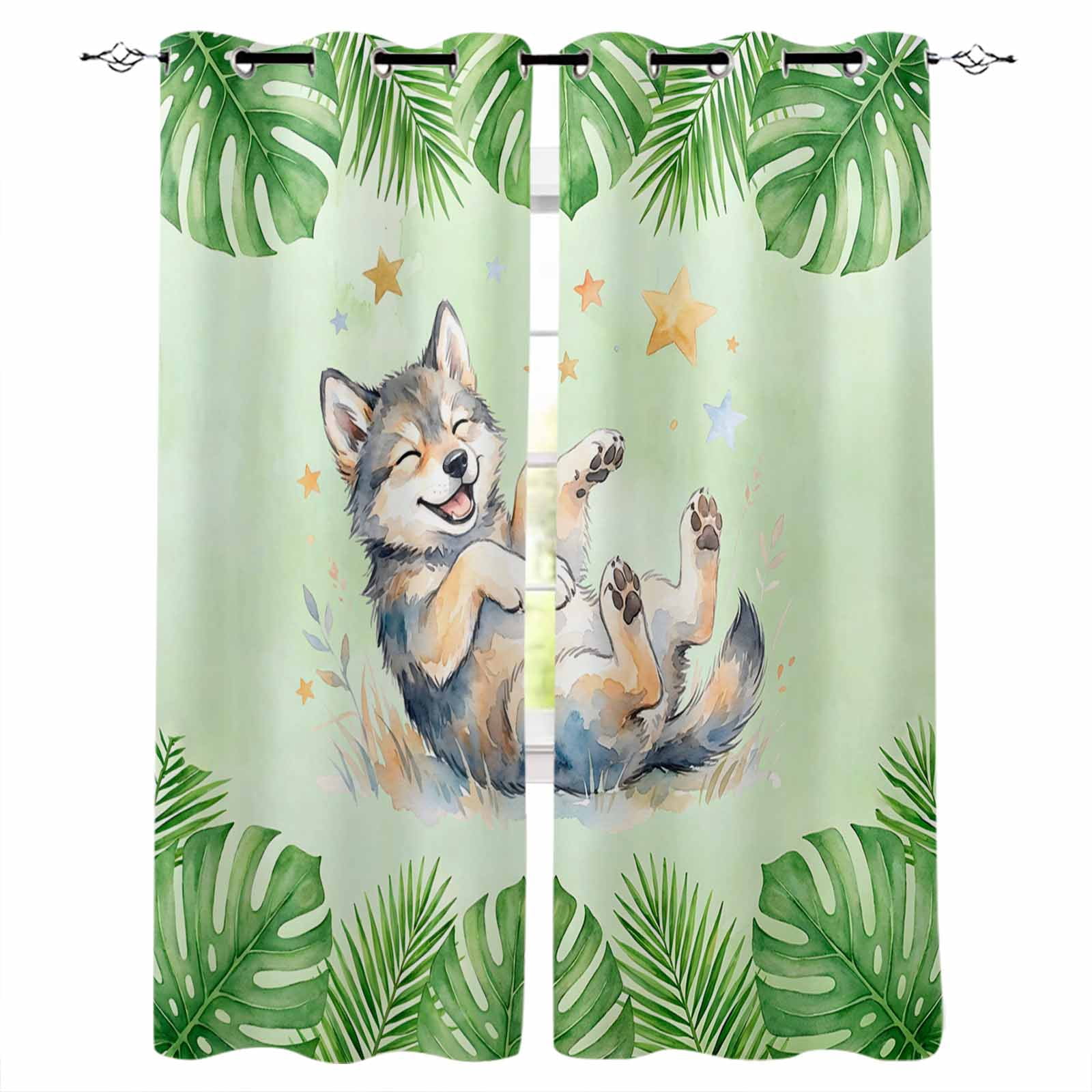 Cartoon Wolf Blackout Curtains for Bedroom Living Room Darkening ...