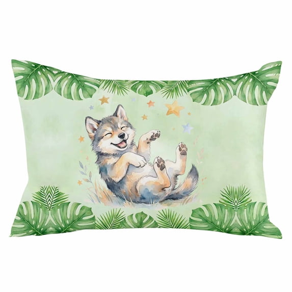 Cartoon Wolf Throw Pillow Cover 12 x 20 Inch Decorative Pillow Cover ...