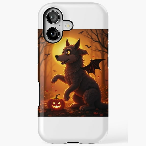 Cartoon Wolf and Pumpkin Artwork iPhone 17 through 11 Pro Max - Walmart.com