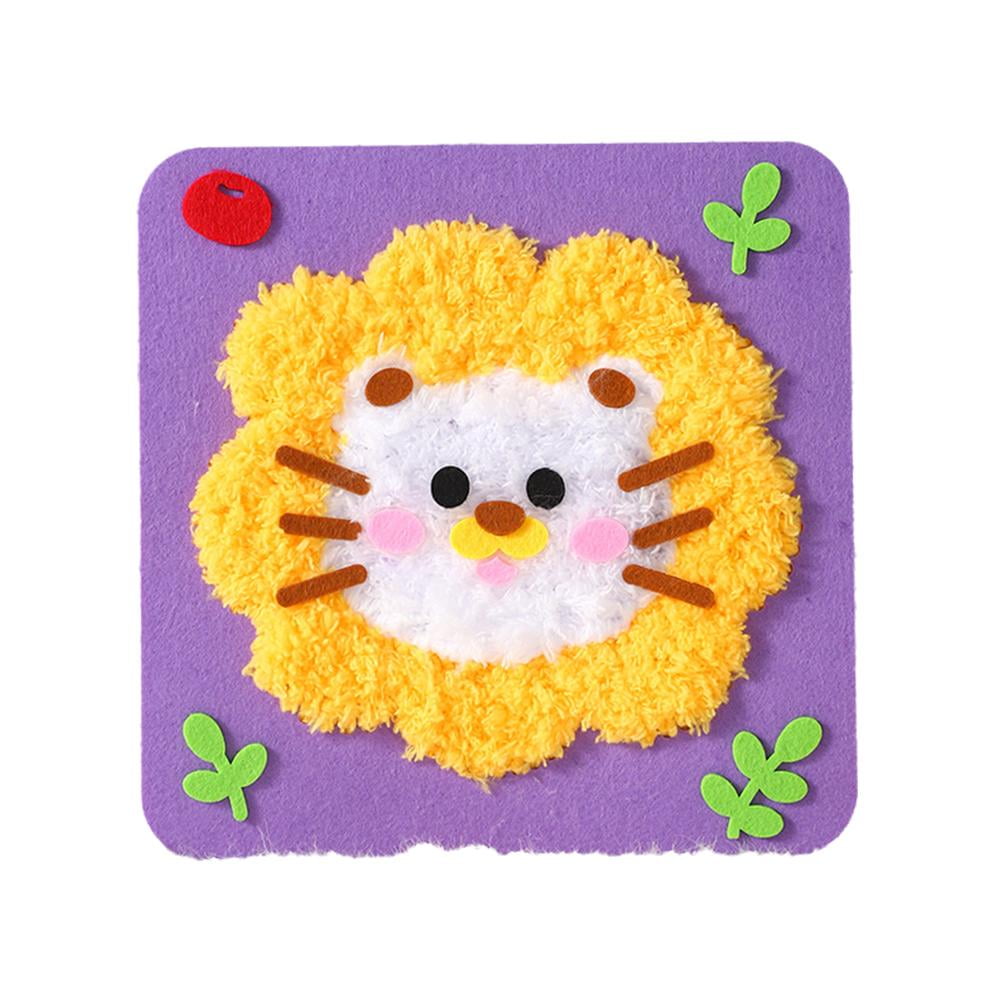 Cartoon Wool Embroidery Kit 21x21cm, Nonwoven Base with Wool, Safety ...