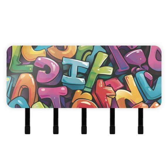 Cartoon Words Key Holder for Wall Mail Holder Organizer with 5 Key ...