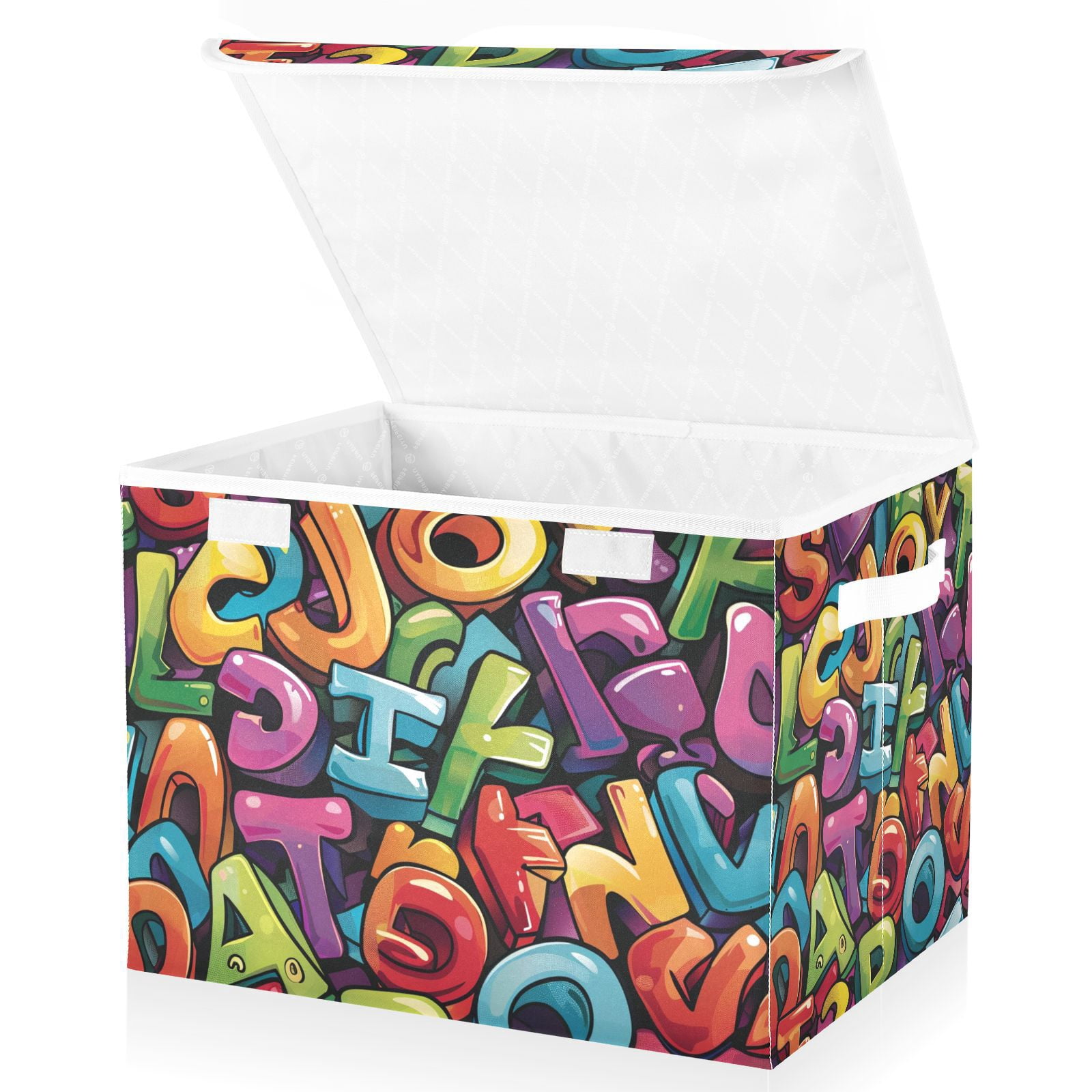 Cartoon Words Storage Basket for Shelves Foldable Container Organizer ...