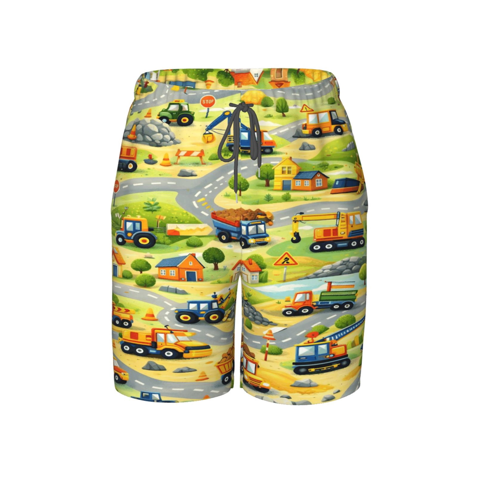Cartoon Work Trucks Beach Pants Lightweight Teen Shorts with Mesh ...