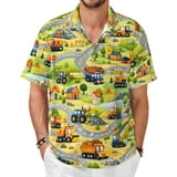 Cartoon Work Trucks Men's Shirts Short-Sleeved with All-Over Prints ...
