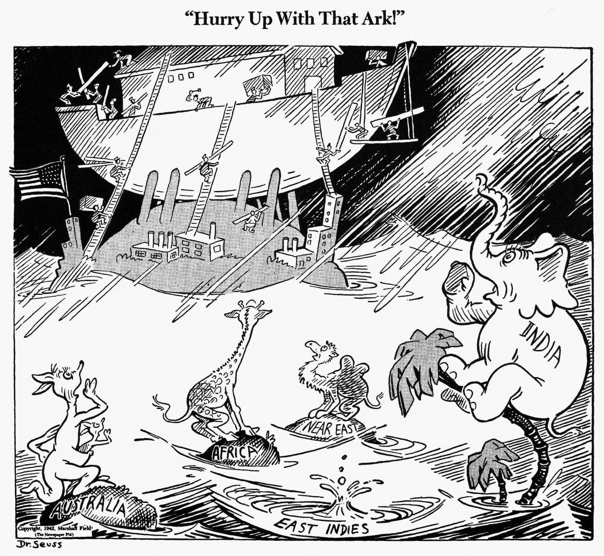 Cartoon World War Ii. N'Hurry Up With The Ark.' American Cartoon By Dr ...