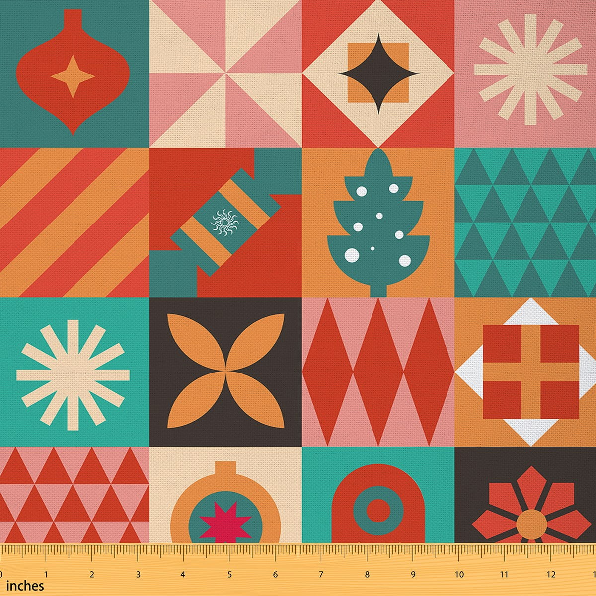 Cartoon Xmas Pattern Fabric by The Yard for Kids,Kawaii Christams Tree ...