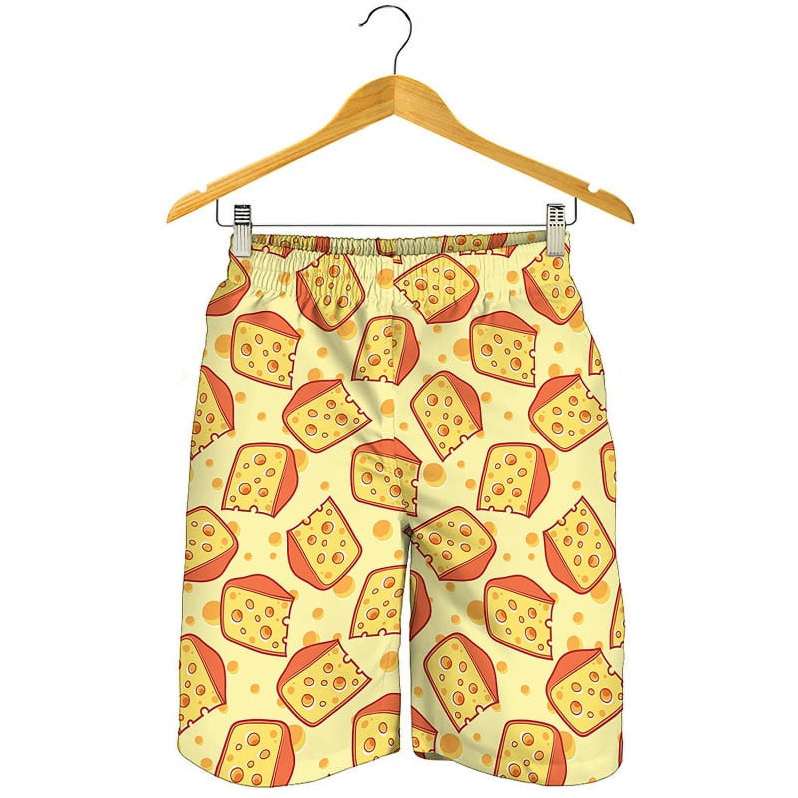 Cartoon Yellow Cheese 3D Printed Beach Shorts Men Kids Board Shorts ...