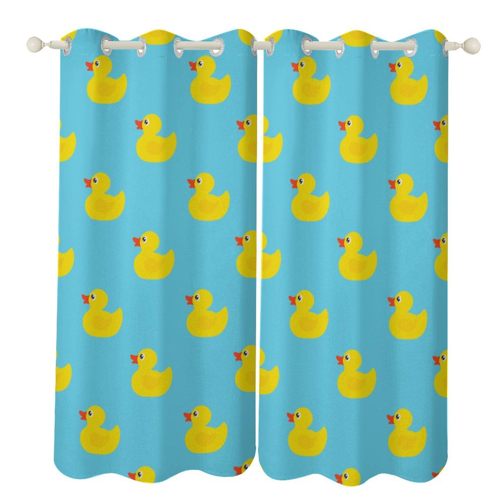 Cartoon Yellow Duck Pattern 2 Panels 3D Printing Pattern Curtain for ...
