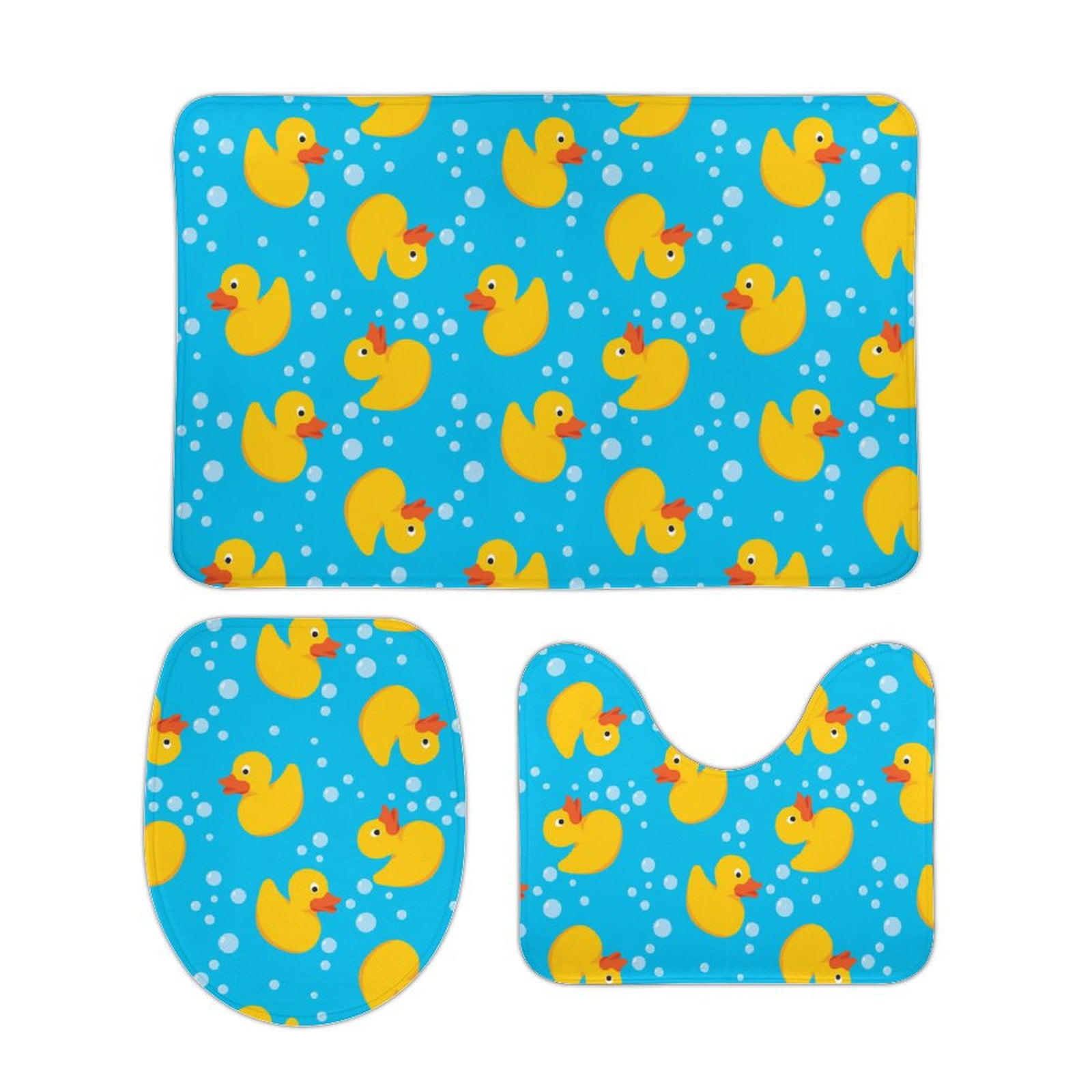 Cartoon Yellow Duck Pattern Bathroom Mats Set 3-piece Bath Mats ...