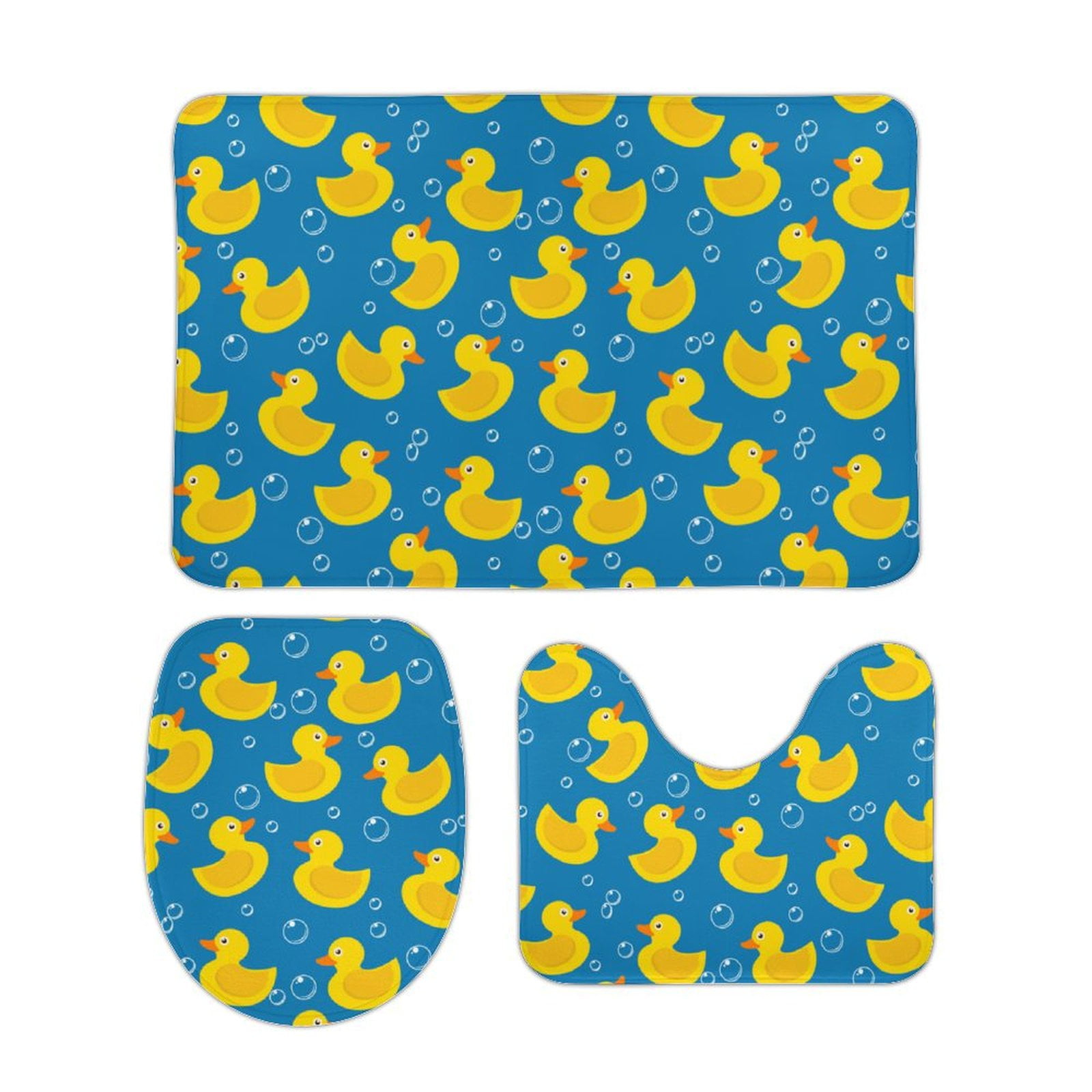 Cartoon Yellow Duck Pattern Bathroom Rugs Set 3 Piece with Non-Slip ...