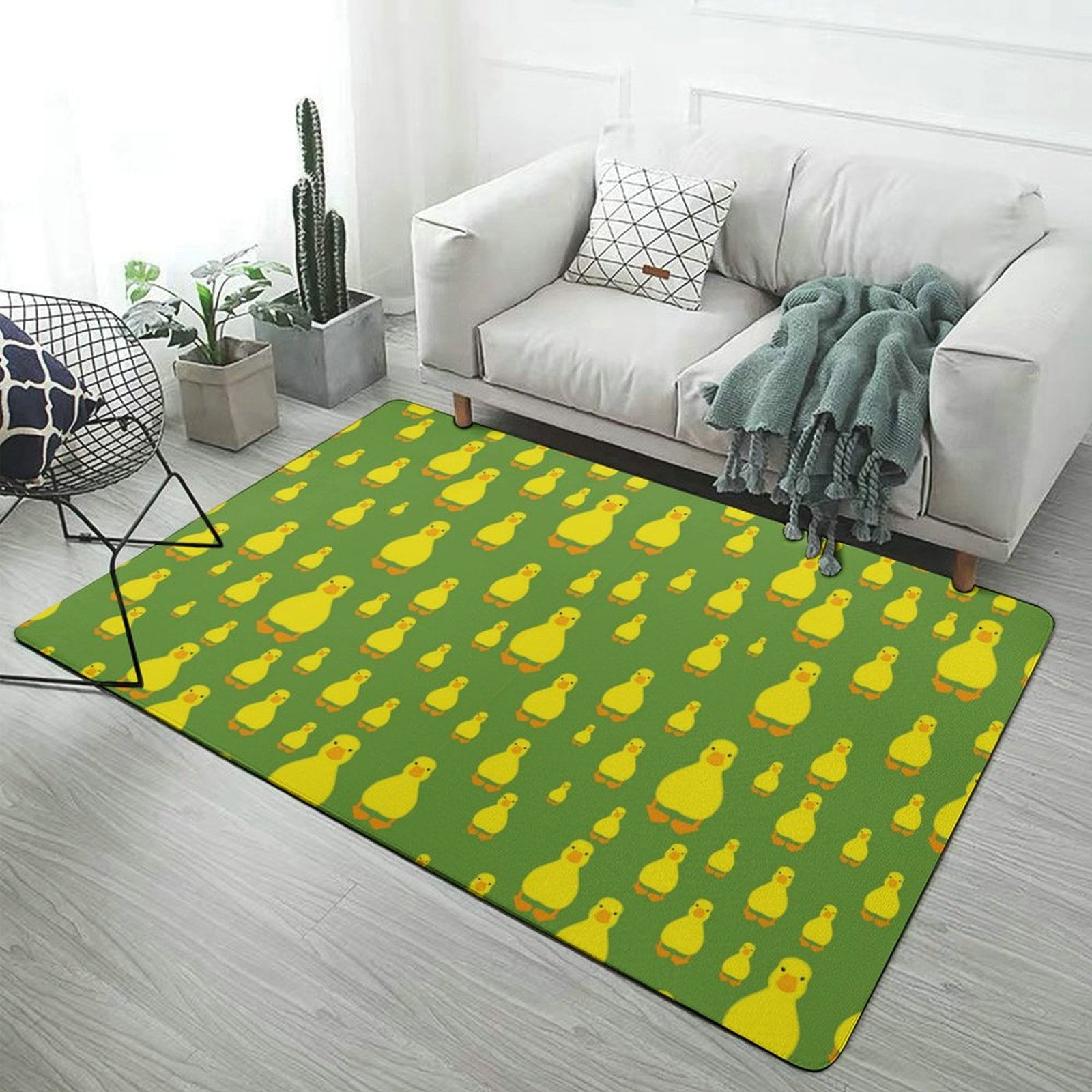 Cartoon Yellow Duck Pattern Carpet Style Living Room Bedroom Rug Modern ...