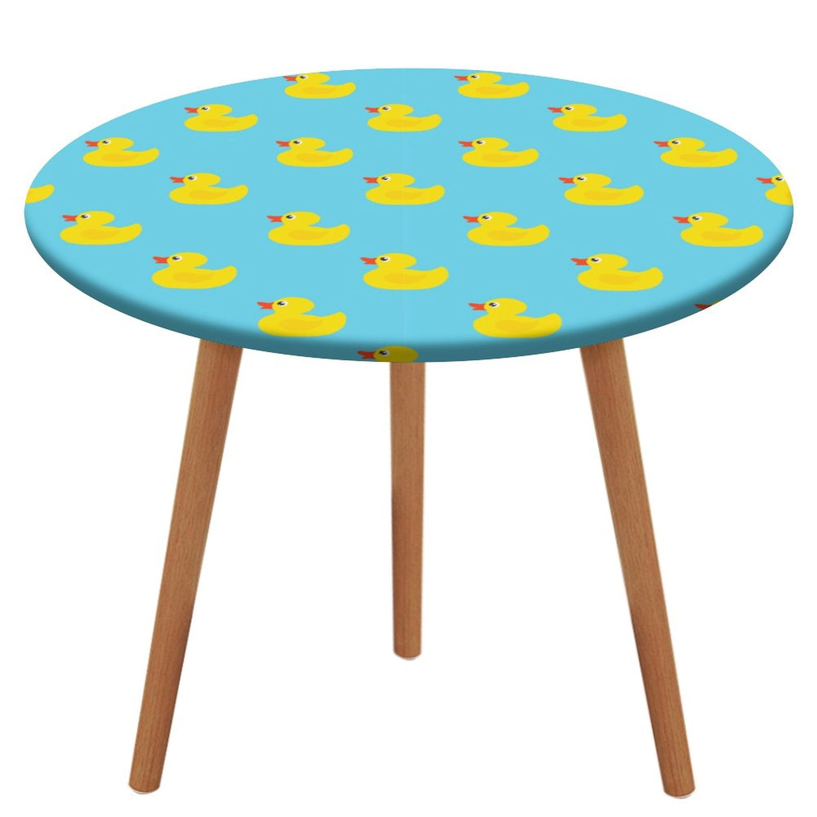 Cartoon Yellow Duck Pattern Round Fitted Tablecloth Elastic Table Cover ...