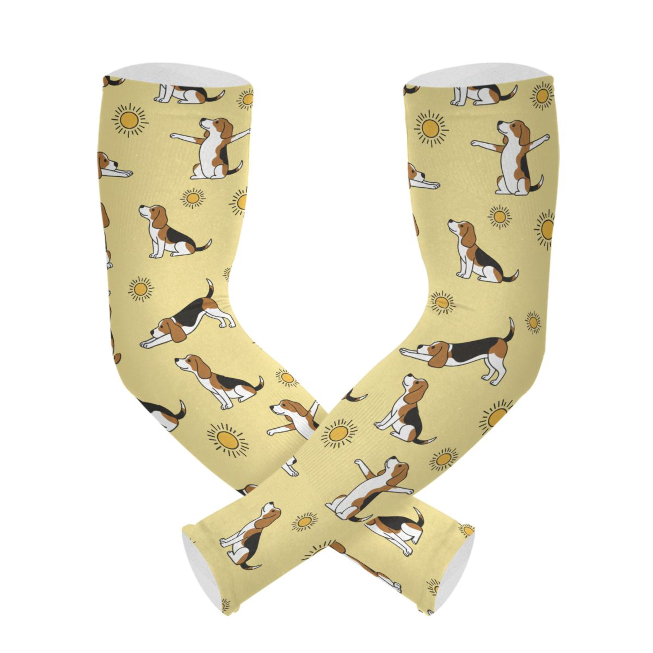 Cartoon Yoga Dog Beagle UV Protection Cooling Arm Sleeves, Compression ...