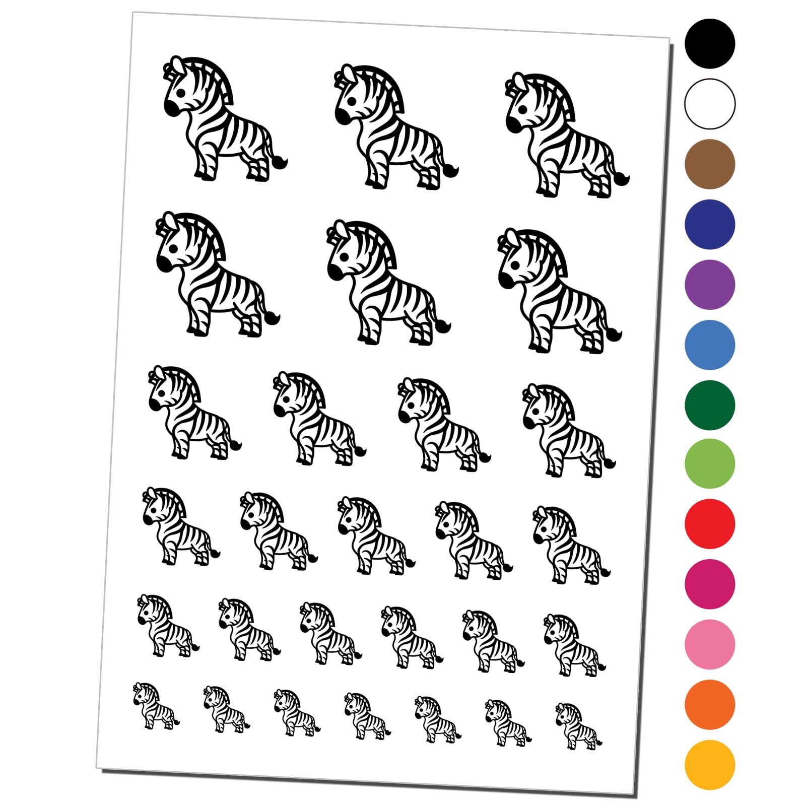 Cartoon Zebra Water Resistant Temporary Tattoo Set Fake Body Art ...