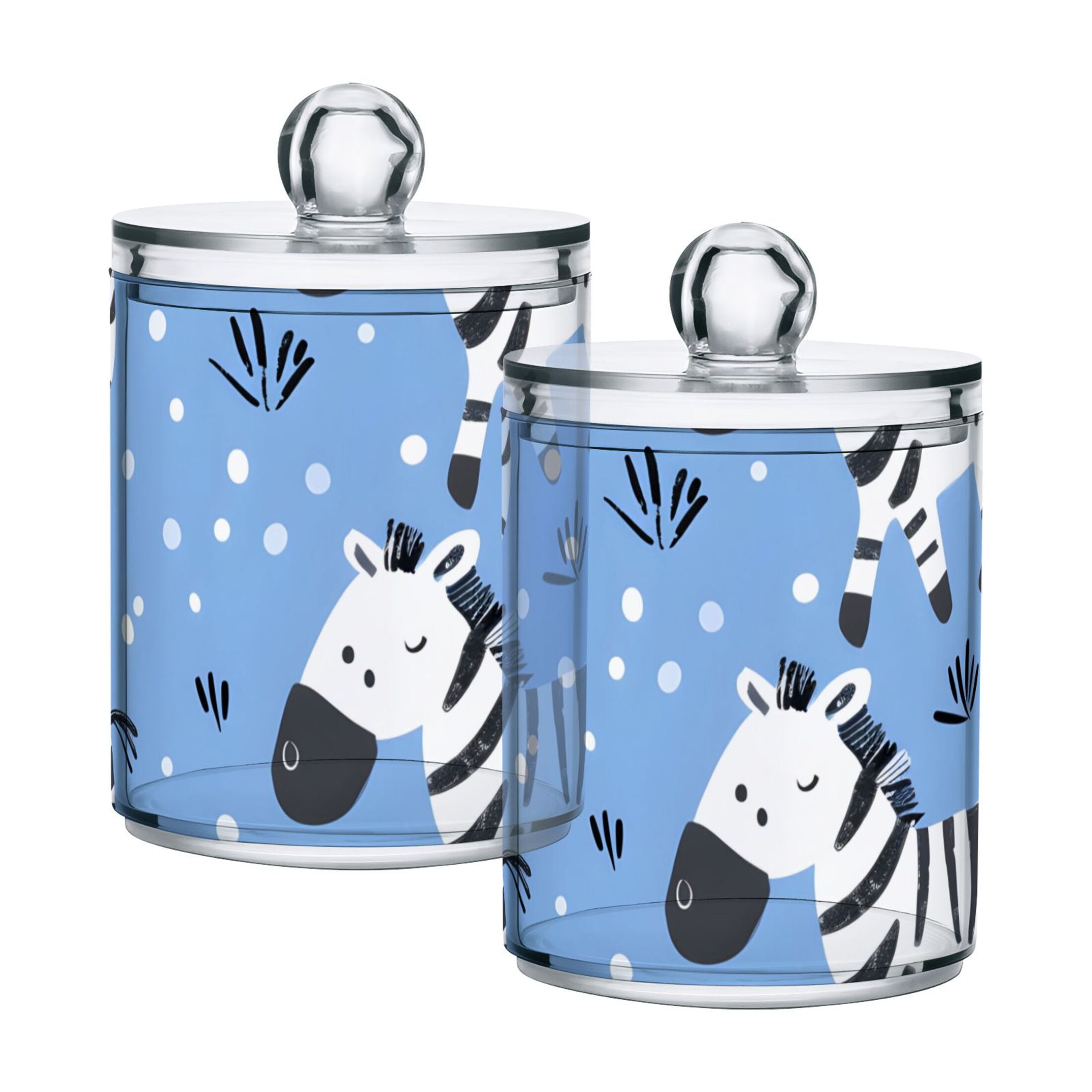 Cartoon Zebra on Grassland Translucent Plastic Cans Storage Canisters ...