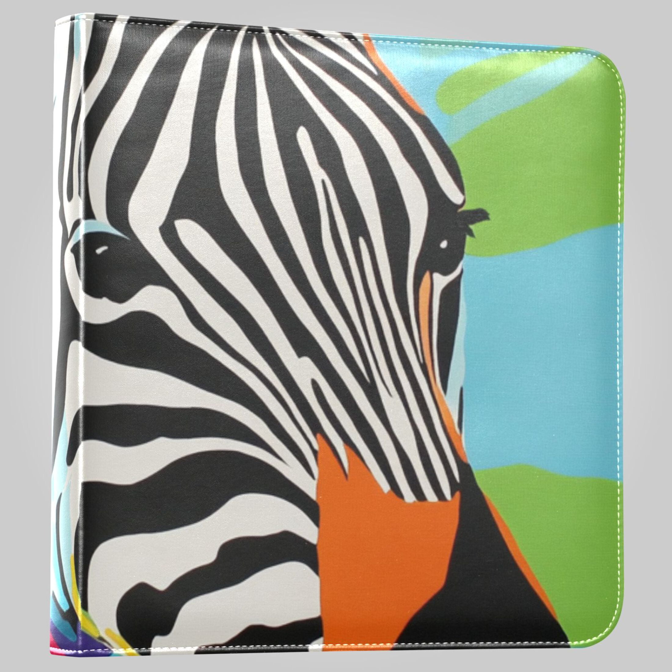 Cartoon Zebra with Colorful Stripes PU Leather Photo Albums 3 Rings ...
