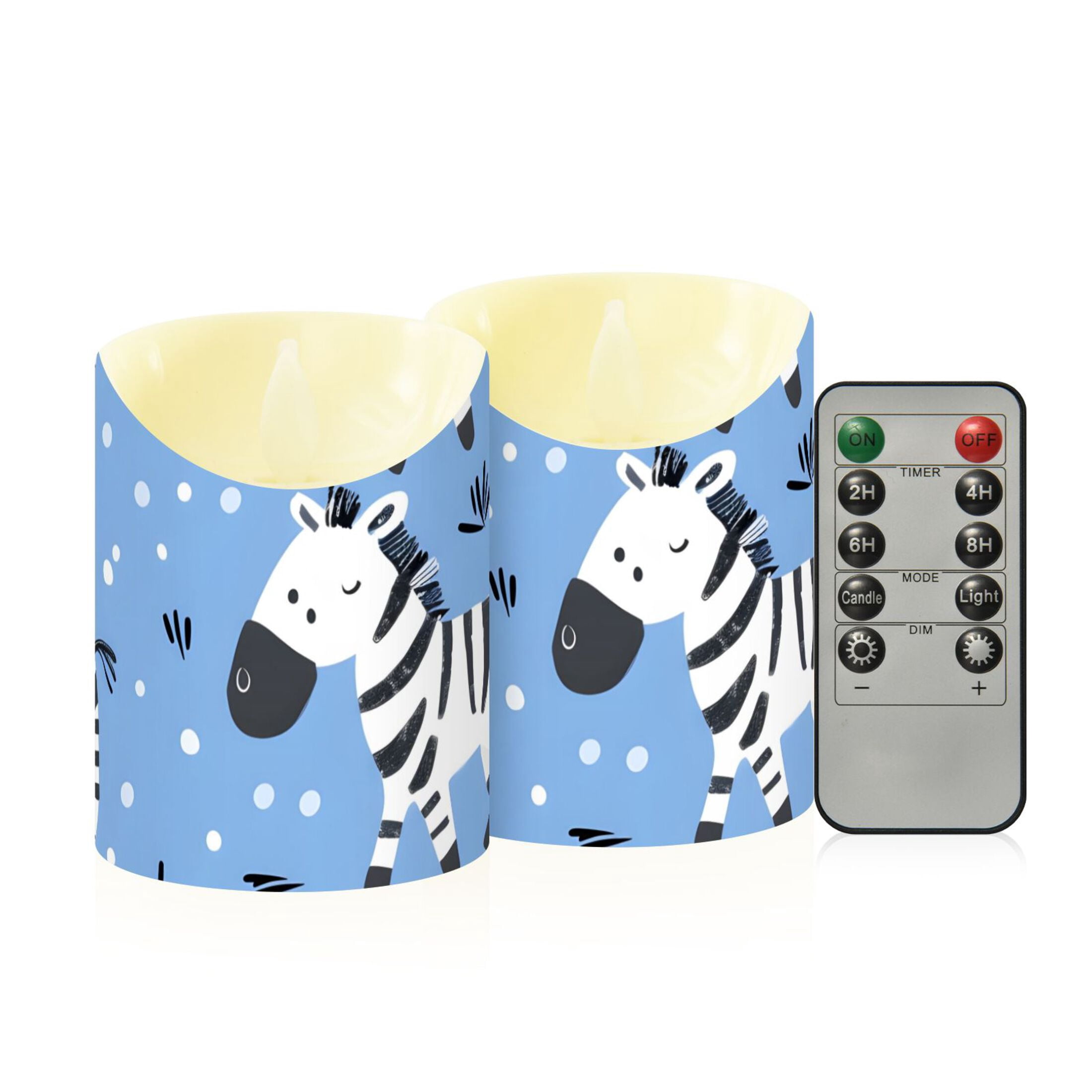 Cartoon Zebras on Grassland Flickering Flameless Candles with Remote ...