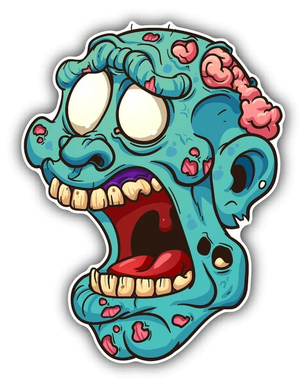 Cartoon Zombie Head Screaming Sticker Phone Decal Water Bottle Stickers ...