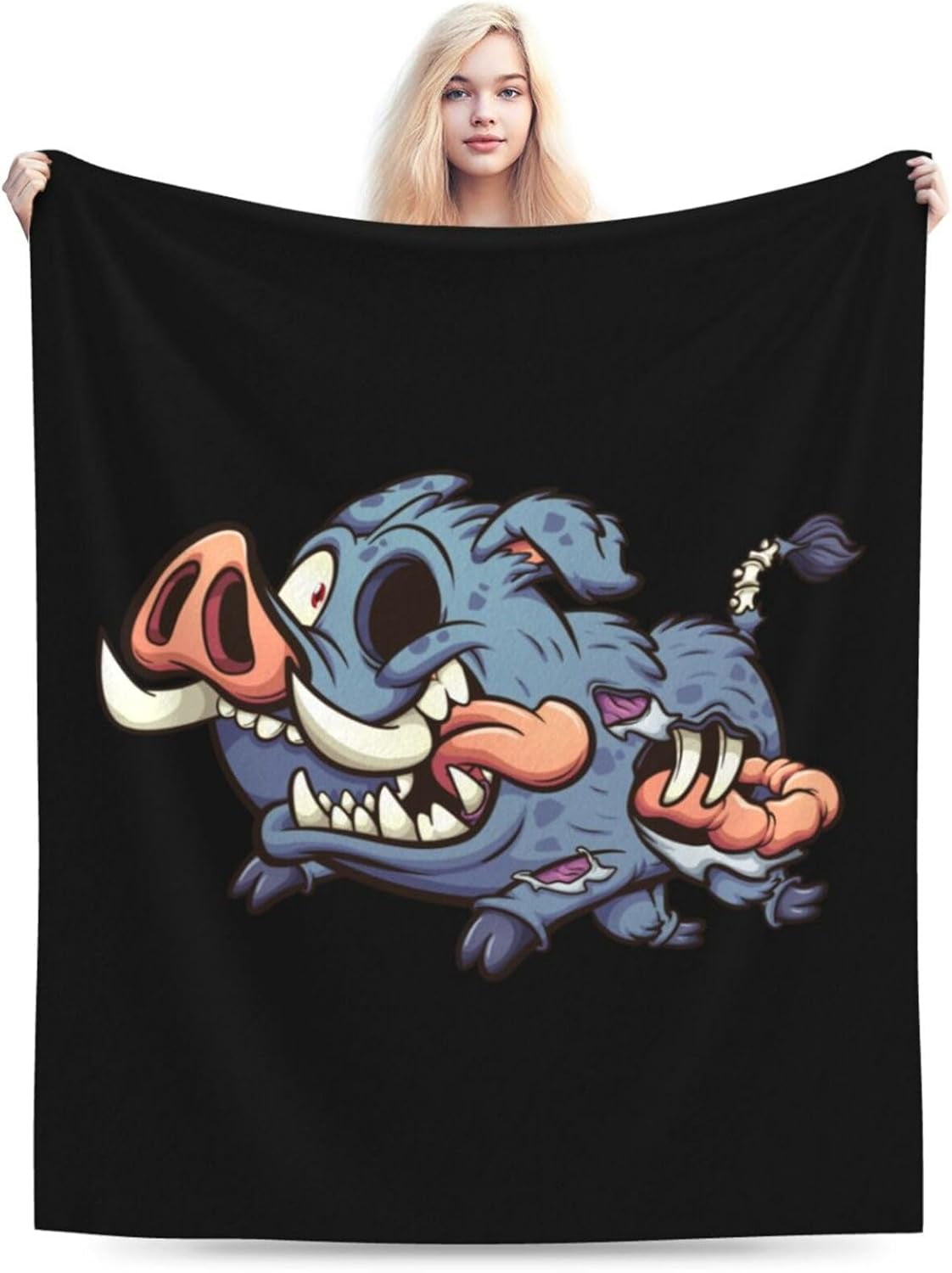 Cartoon Zombie Pig Throw Blanket for Couch 40"x30" Cozy Soft Sofa Chair ...
