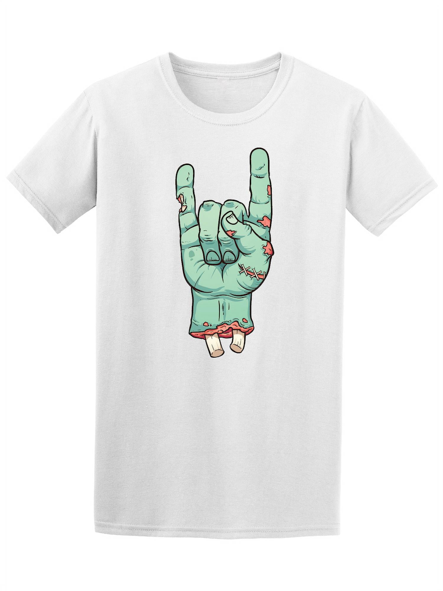 Cartoon Zombie Rock Hand Sign T-Shirt - Image by Shutterstock, Male ...