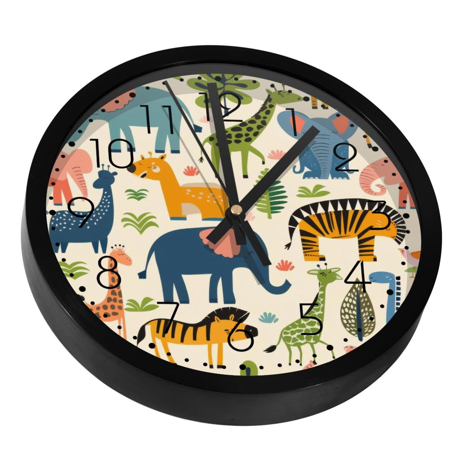 Cartoon Zoo Animal Silent Wall Clock, Non Ticking Battery Operated 9.8 Inch Wall Clocks for ...