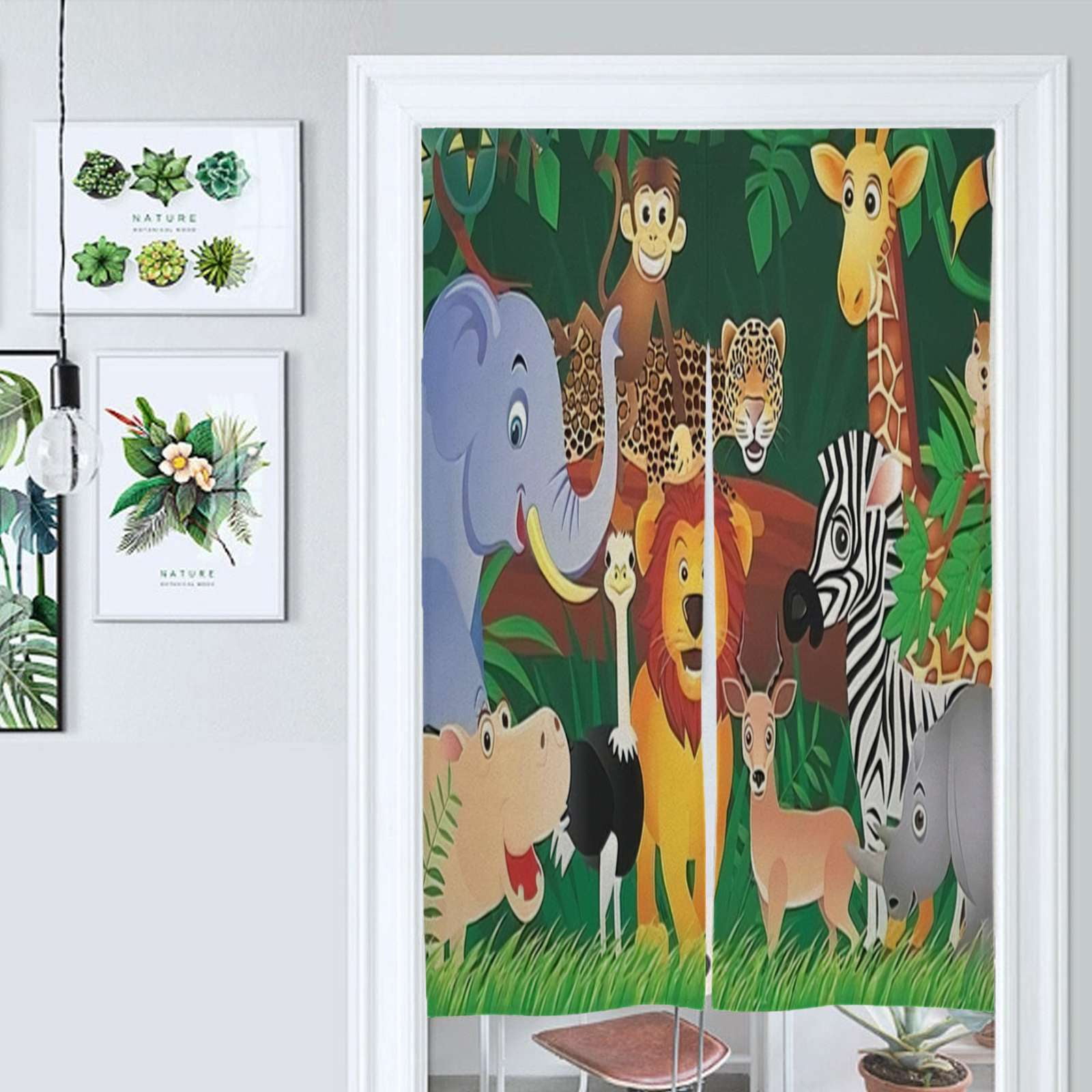 Cartoon Zoo Door Curtain Nordic Living Room DoorCurtain Porch Partition ...