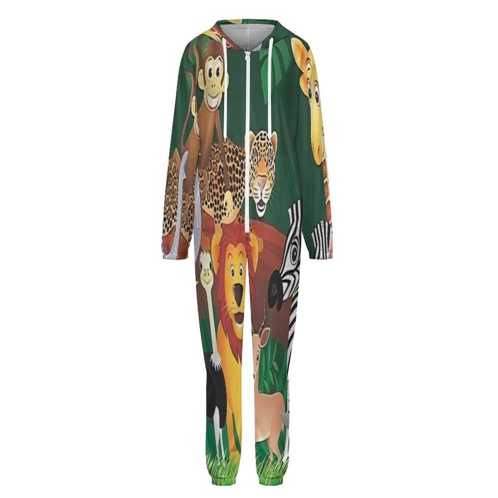 Cartoon Zoo Unisex Adult Onesie Pajamas with Pockets for Women Men ...