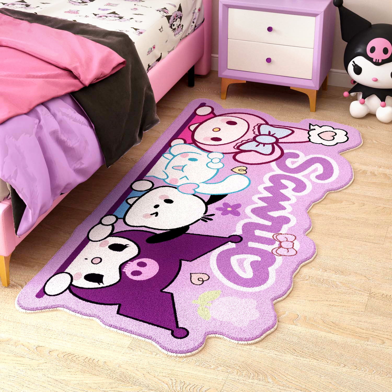 Cartoon and cute Kuromi Melody irregular-shaped carpet Thicken warmed ...