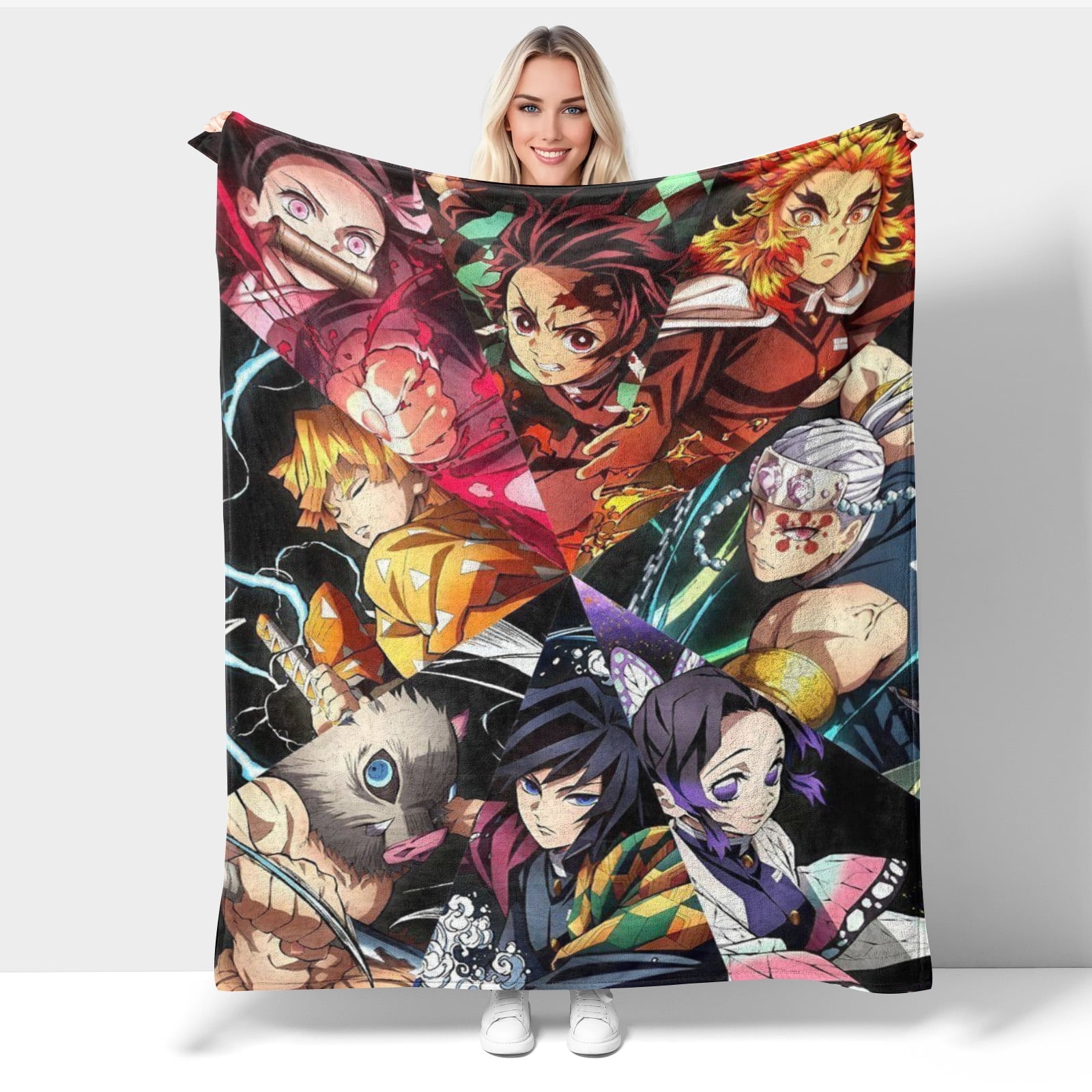 Cartoon anime Demon Slayer pattern character patchwork printed plush ...