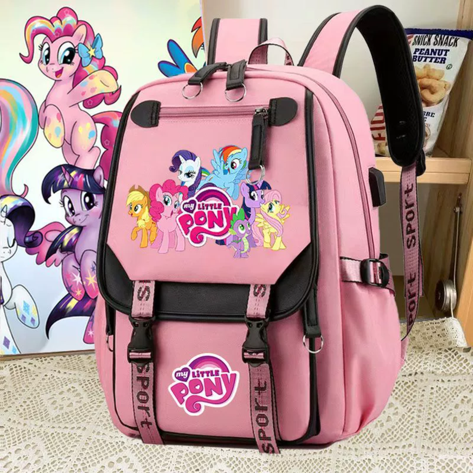 Cartoon anime My Little Pony backpack 3D printing design backpack Cute ...