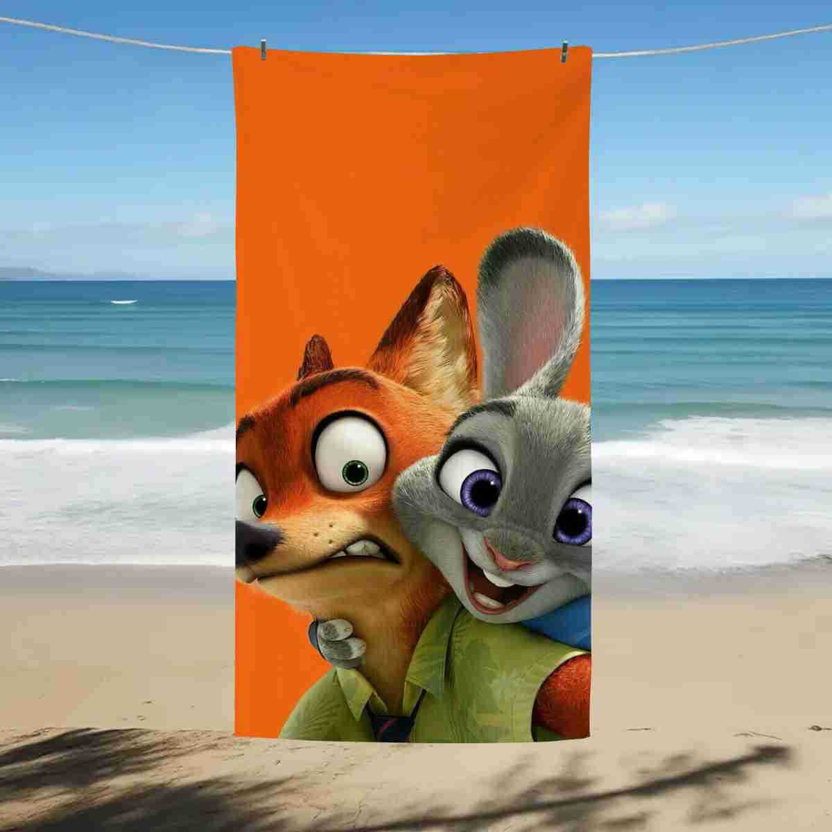 Cartoon beach towel crazy animal city animation princess print quick ...