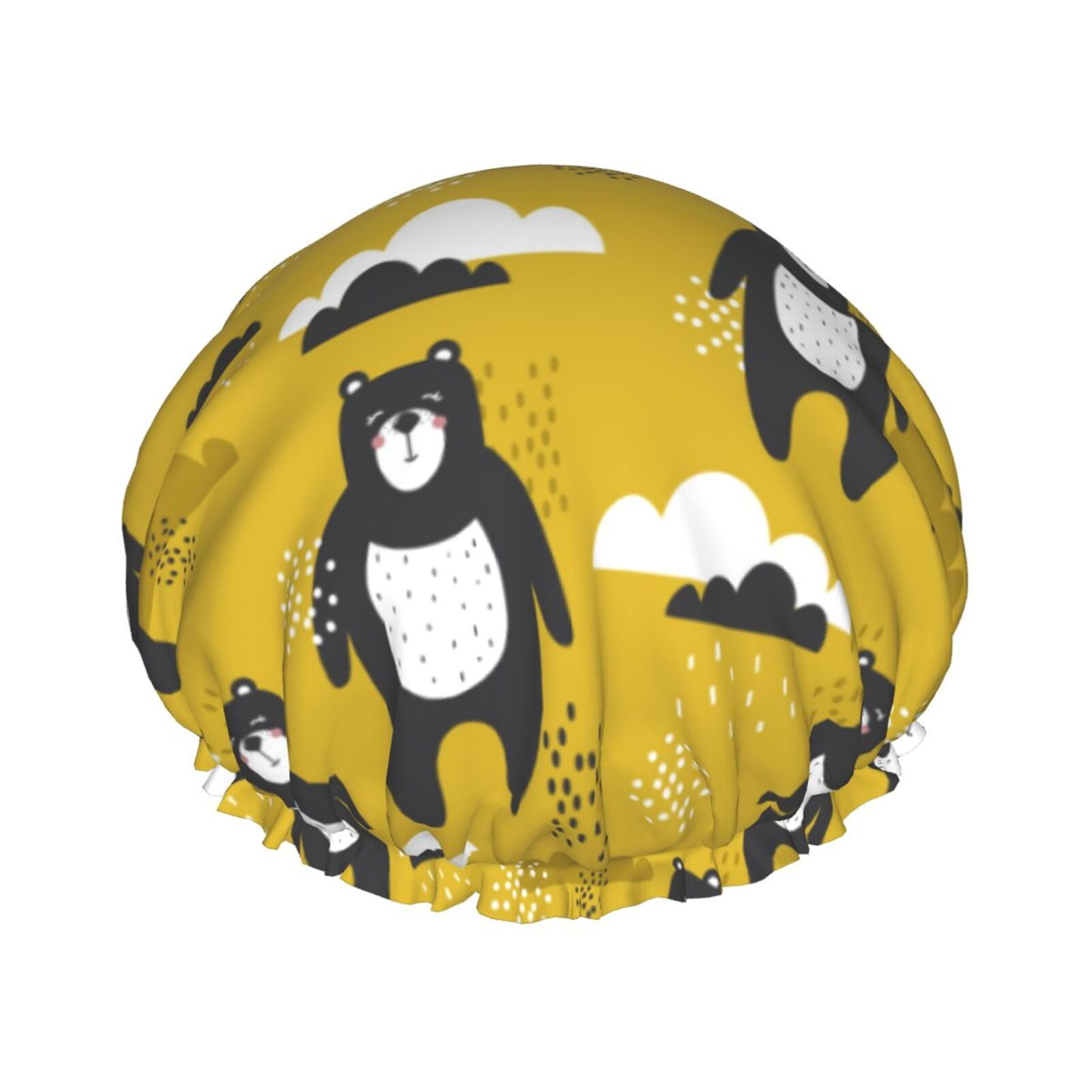 Cartoon bear yellow Shower Cap, Double Layers Shower Cap Rreusable ...