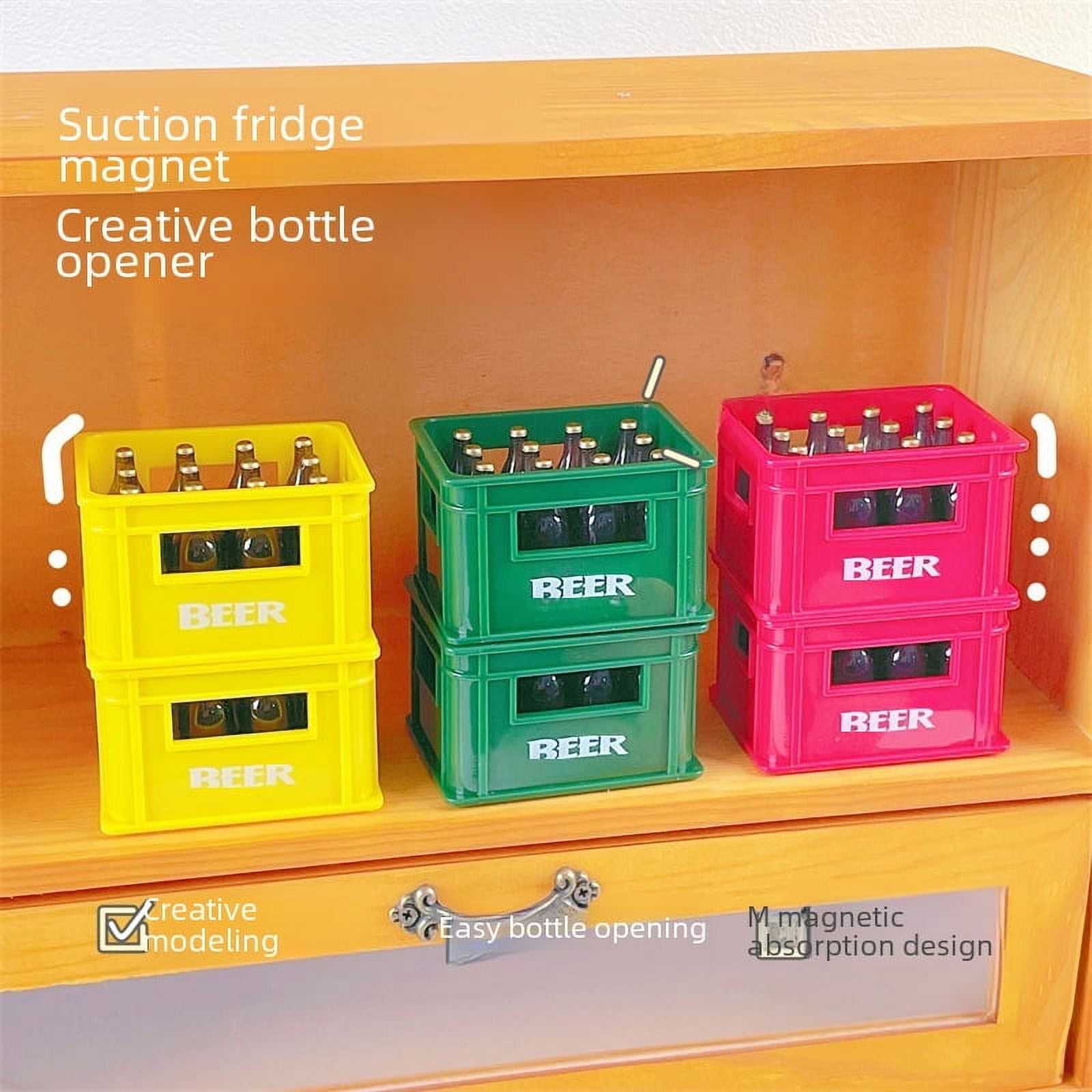 Cartoon beer bottle opener creative magnetic refrigerator sticker three ...