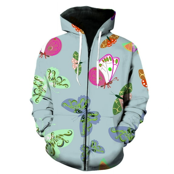 Cartoon butterfly pattern Hoodie Men Women 3D Print Zipper Hoodies ...